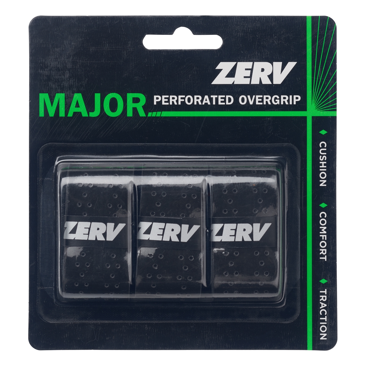 ZERV Major Perforated Overgrip 3-pak Sort - ZERV